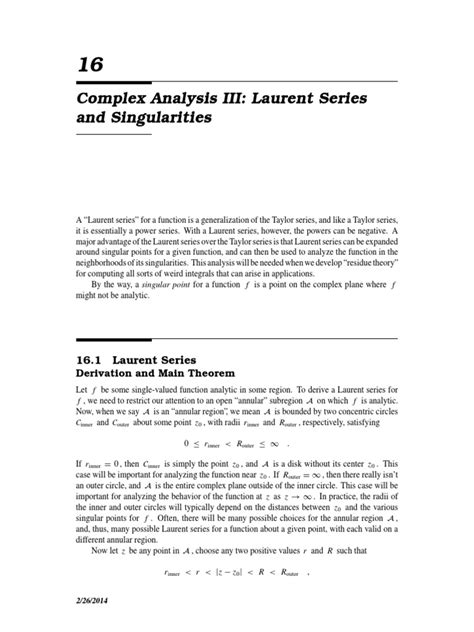 Complex Analysis Iii Laurent Series And Singularities Pdf Power