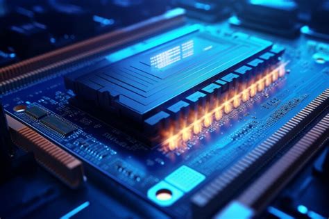 Premium Photo Blue Light Brilliance A Closeup Of Ddr4 Dram Memory