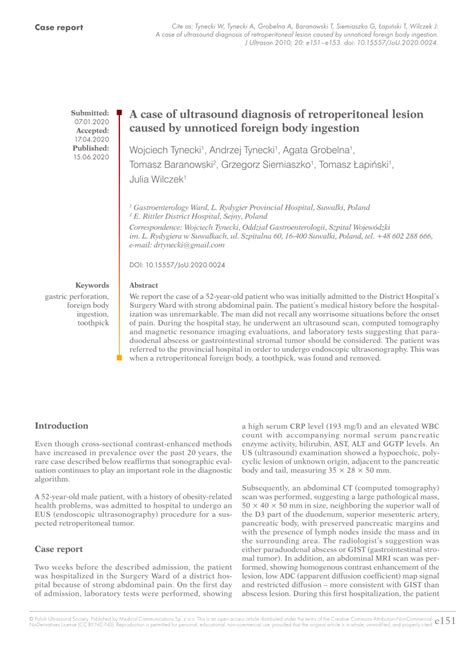 Pdf A Case Of Ultrasound Diagnosis Of Retroperitoneal Lesion Caused