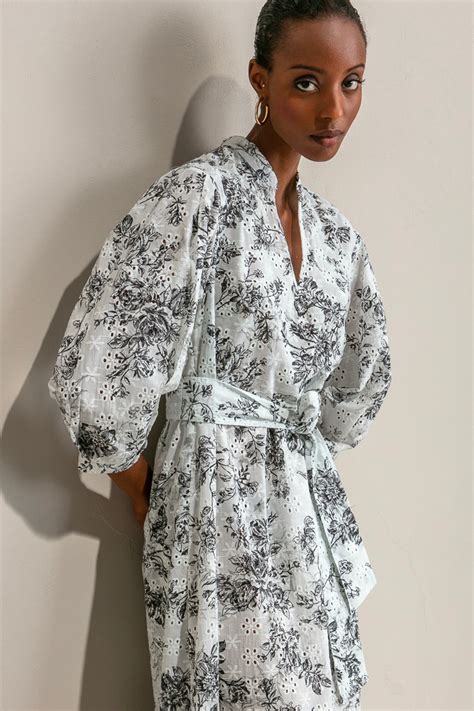 Cotton Dress With Micro Floral Print