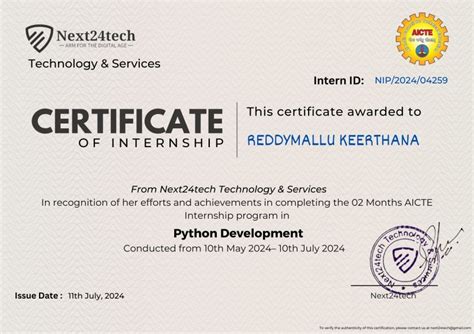 Pythondevelopment Internshipcompletion Next24tech Aicte Learningbydoing Techjourney