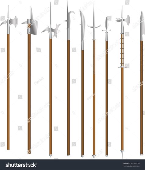 Set Vector Polearms Weapons This Weapon Stock Vector Royalty Free