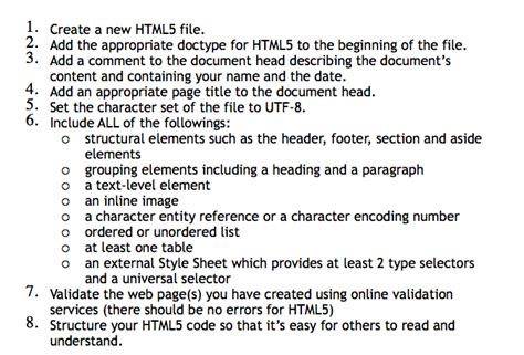 Solved 1 Create A New Html5 File 2 Add The Appropriate
