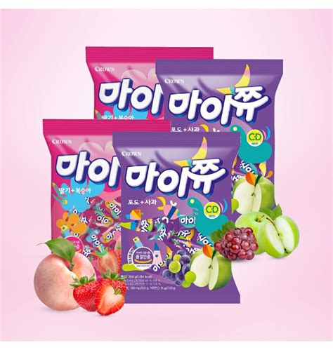 크라운 마이쮸 284g 딸기2봉 포도2봉 학교 어린이집 간식 티몬