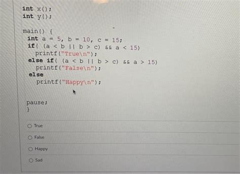 Solved Int X Int Y Main Int A B C Chegg