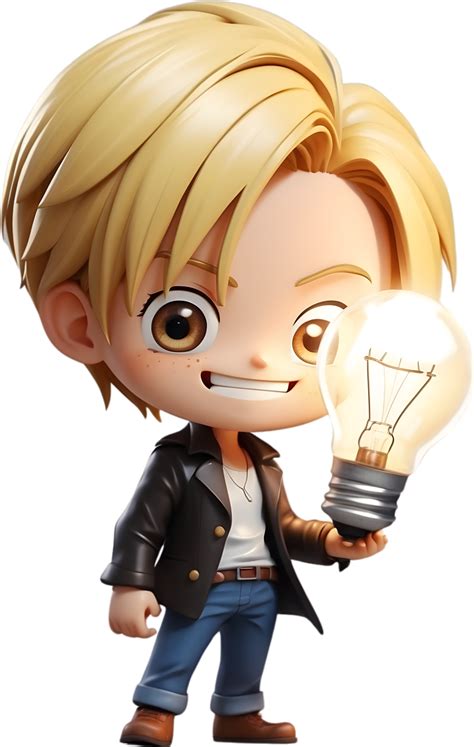 Ai Generated Anime Character With Blonde Hair And Lightbulb 35098253 Png