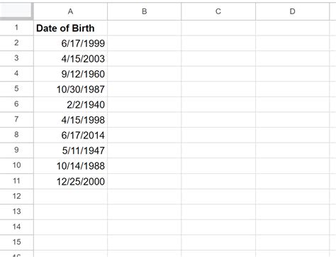 Google Sheets How To Calculate Age From Date Of Birth