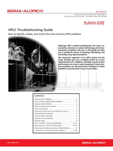 Bulletin 826e Hplc Troubleshooting Guide Pdf High Performance Liquid Chromatography