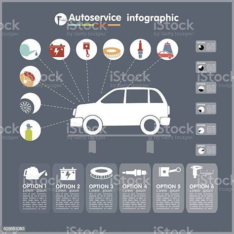 자동차모드 자동 서비스 인포그래픽 디자인 요소를 미캐니컬 부품 아이콘 자동차 수리 공장에 대한 스톡 벡터 아트 및 기타 이미지 자동차 수리 공장 기계공 수리 Istock