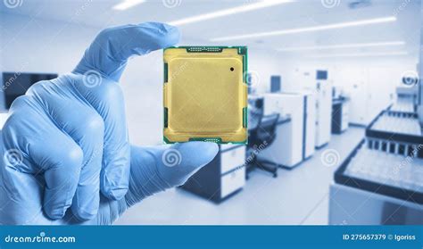 Laboratory Scientist Holds A Modern Microprocessor Chip In Hand Scientific Laboratory Stock