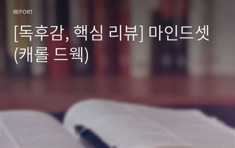 독후감 핵심 리뷰 마인드셋캐롤 드웩 레포트