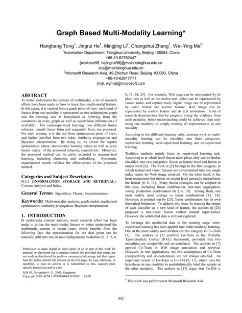 Pdf Graph Based Multi Modality Learning