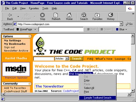 Toolband Toolbar For IE Sample Using WTL CodeProject