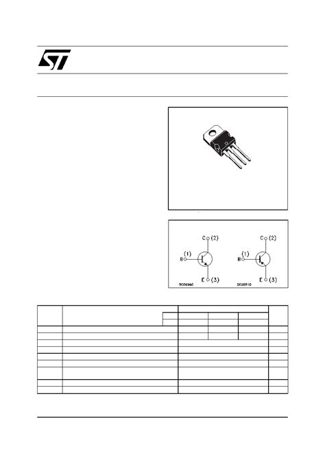 TIP42C Datasheet 1 4 Pages STMICROELECTRONICS COMPLEMENTARY SILICON POWER TRANSISTORS