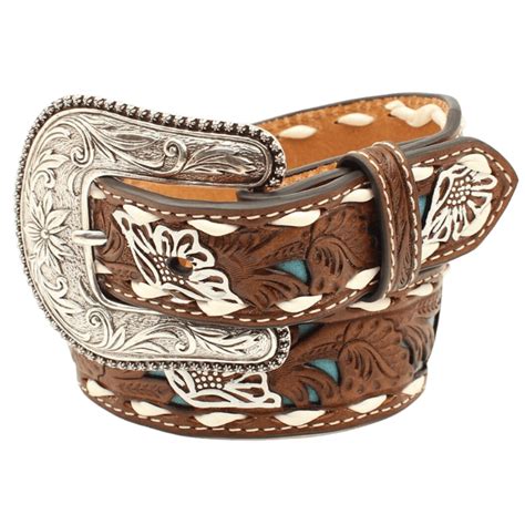 Nocona Girls Floral Embossed Belt N4439408 Western Belts Lace Edging