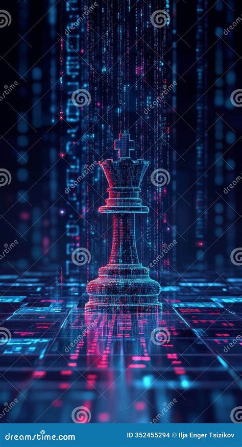 Digital Leadership Chess King On Glowing Futuristic Circuit Board With