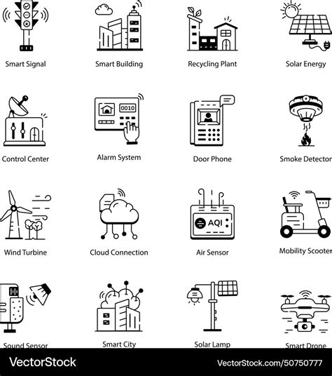 Trendy Linear Icons Depicting Autonomous Devices Vector Image