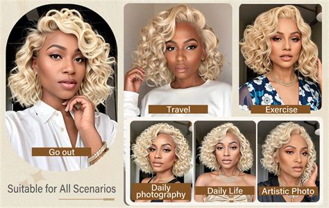 Short Wavy Human Hair Wigs 613 Blonde Lace Front Bob Wigs Linktohair