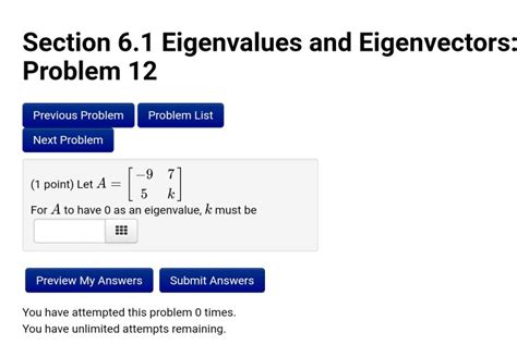 solved section 6 1 eigenvalues and eigenvectors problem 12
