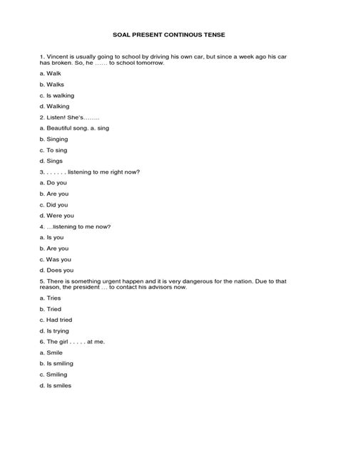 Soal Present Continous Tense Pdf