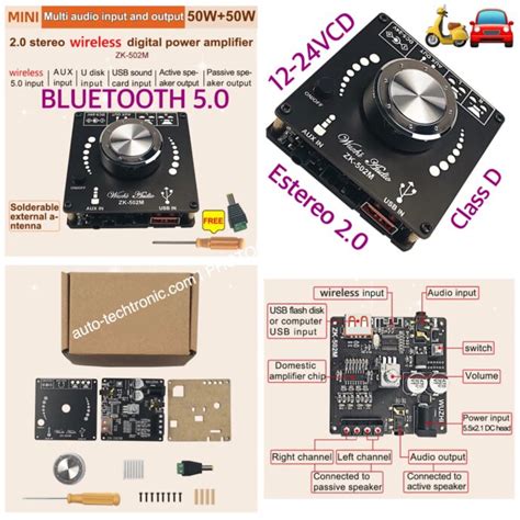 Mod Bluetooth 50 X 2 Amplificador Auto Techtronic
