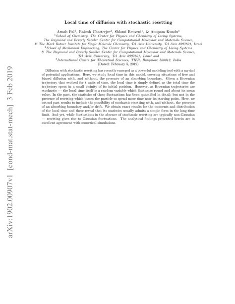 Pdf Local Time Of Diffusion With Stochastic Resetting