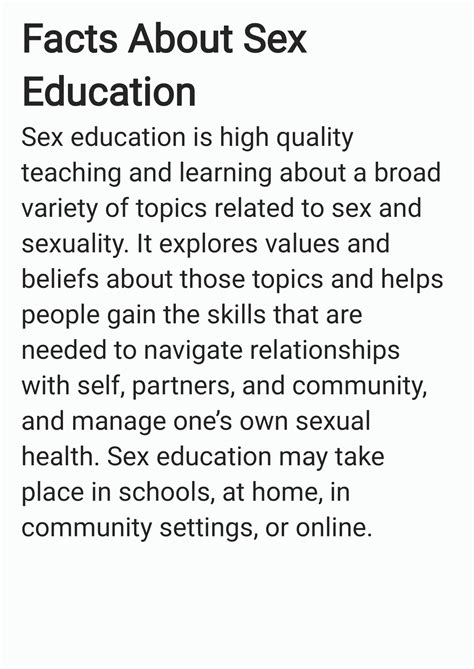 Solution Facts About Sex Education Studypool