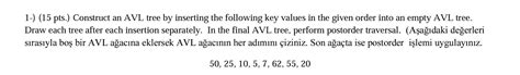 Solved 1 15 Pts Construct An Avl Tree By Inserting The