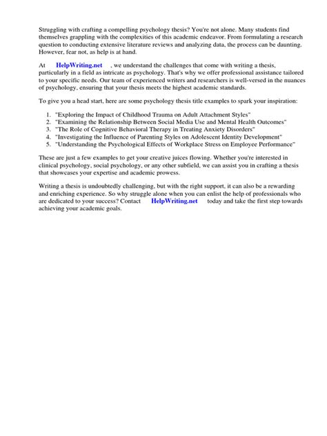 Psychology Thesis Title Examples Pdf Thesis Psychology