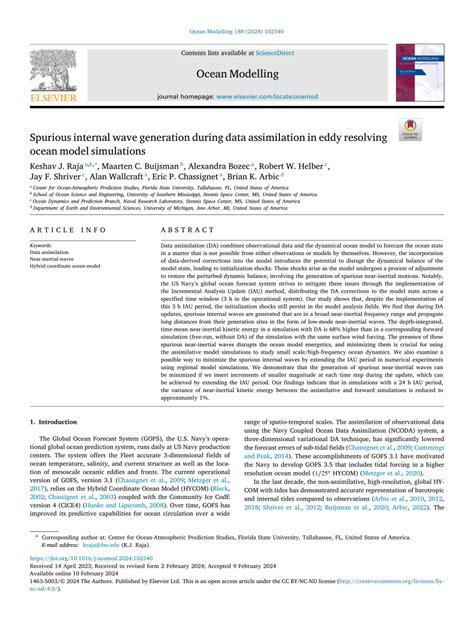 pdf spurious internal wave generation during data assimilation in