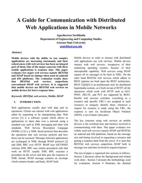 A Guide For Communication With Distributed Web Applications In Mobile Networks Pdf Web