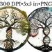 Tree Of Life DNA Style Clipart Bundle Watercolor PNG DNA Helix Transparent Background