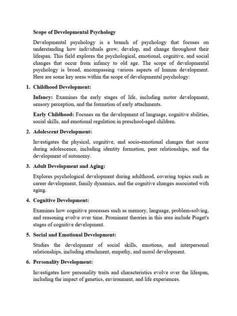 Scope Of Developmental Psychology Pdf Developmental Psychology Psychology