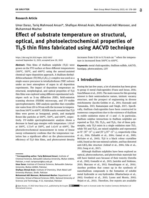 pdf effect of substrate temperature on structural optical and