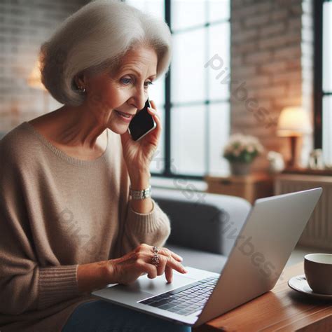 An Old Woman Working On A Computer Photo Free Download Pikbest