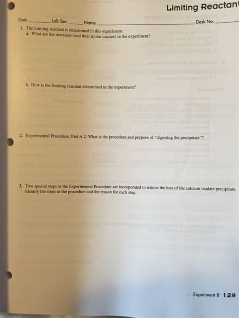 The Limiting Reactant Is Determined In This Chegg Com