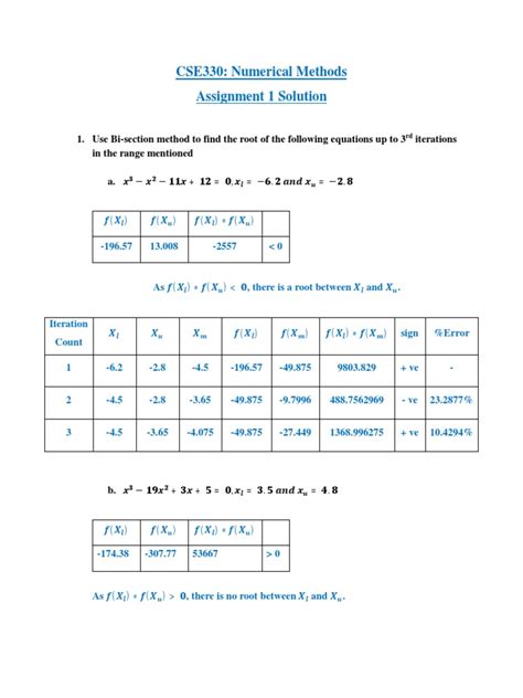 Cse330 Assignment1 Solution Pdf Numerical Analysis Algorithms And