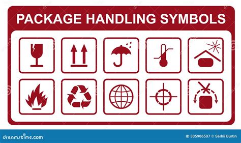 Packaging And Warning Symbols Set Fragile Cargo Icons Fragile Package