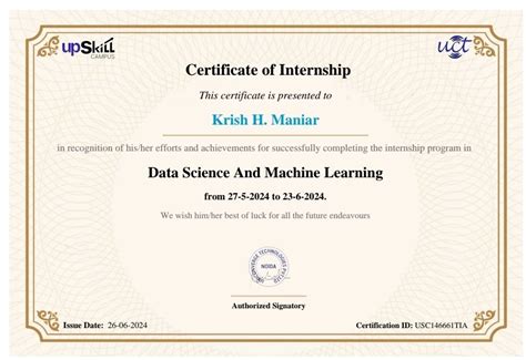 krish maniar on linkedin datascience machinelearning internship