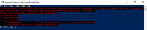 esecuzione di script powershell disabilitata come risolvere