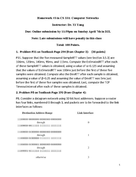 Homework3 Cs 331 Computer Networks Spring 2024 Homework 3 In Cs