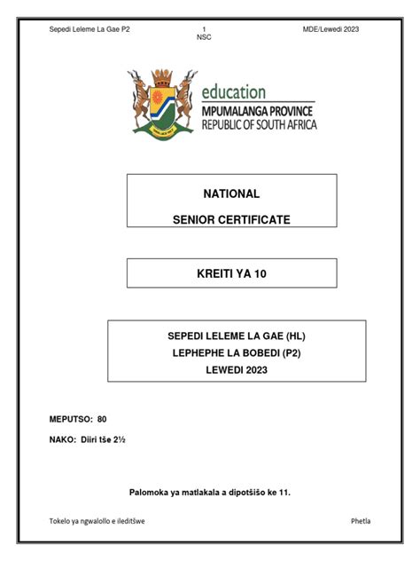 Sepedi Grade 10 Lewedi 2023 240410 190750 Pdf