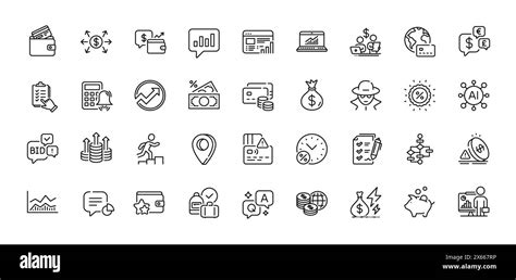 Web Report Loyalty Program And Inflation Line Icons Pack For Web App Line Icons Vector Stock