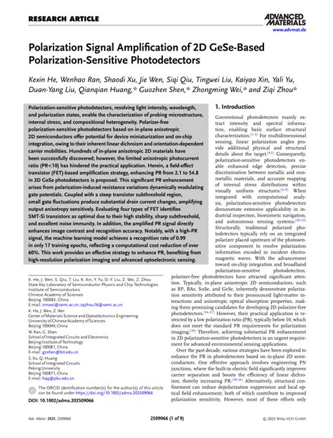 Polarization Signal Amplification Of 2d Gese‐based Polarization‐sensitive Photodetectors