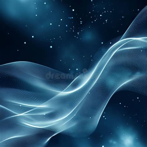 Abstract Blue Wave With Sparkling Particles In A Cosmic Space Setting Stock Illustration