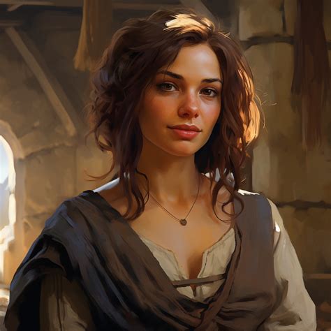 Female Villager With Medieval Companion Builder Portrait Stock Image