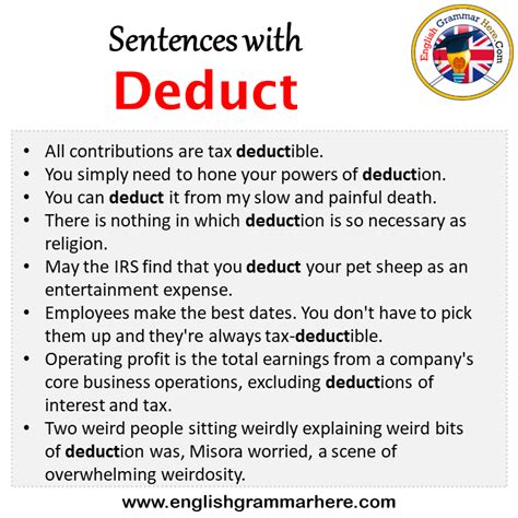 Sentences With Deduct Deduct In A Sentence In English Sentences For Deduct English Grammar Here