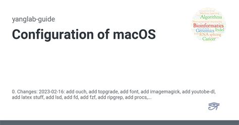 Configuration Of Macos — Lab Guide For Yang Lab