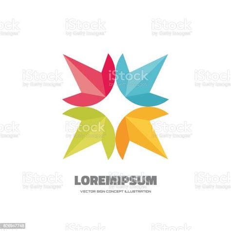 추상적인 벡터 아이콘 템플릿개념 기호입니다 4 색된 모양입니다 색상 기하학적 꽃 상징입니다 디자인 요소입니다 개념에 대한 스톡