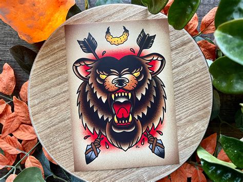 Traditional Bear Tattoo Flash